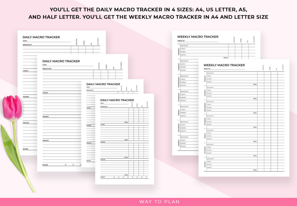 Macro tracker printable to track your carbs, fats, proteins and ...