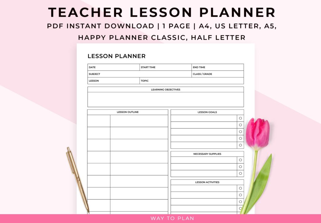 Teacher lesson planner 2024-2025 to prepare your lessons as a teacher ...