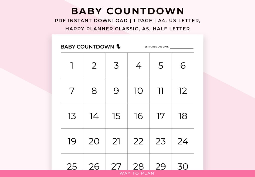Baby countdown printable to visualize the remaining weeks until your ...