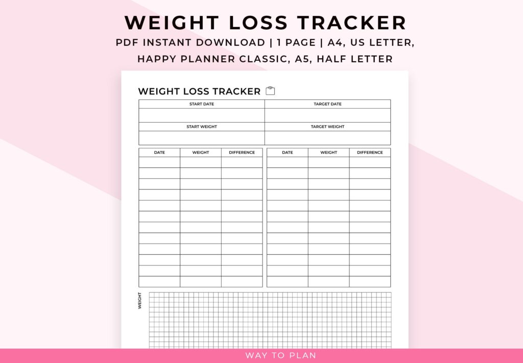 Weight loss tracker printable to visualize your weight loss journey and ...