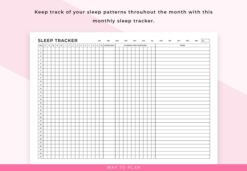 Sleep tracker printable to track your sleep and improve your wellbeing ...