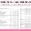 ADHD cleaning checklist with room-by-room tasks to make cleaning less ...