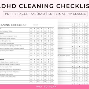 ADHD cleaning checklist with room-by-room tasks to make cleaning less ...