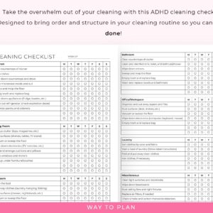 ADHD cleaning checklist with room-by-room tasks to make cleaning less ...