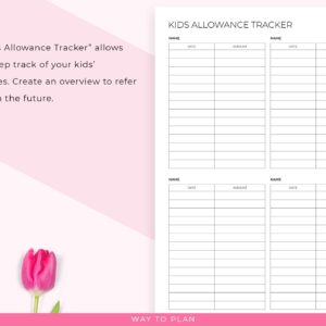 Kids allowance tracker to keep track of your kids' allowances - Way To Plan
