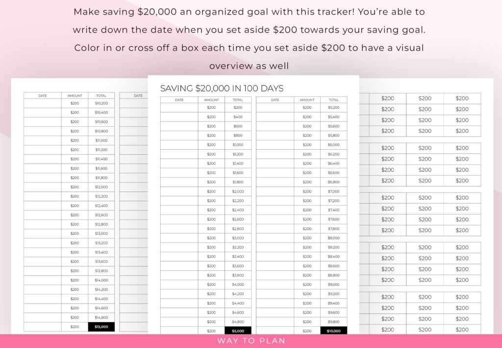 20k savings challenge to get started on saving 20,000 dollars - Way To Plan