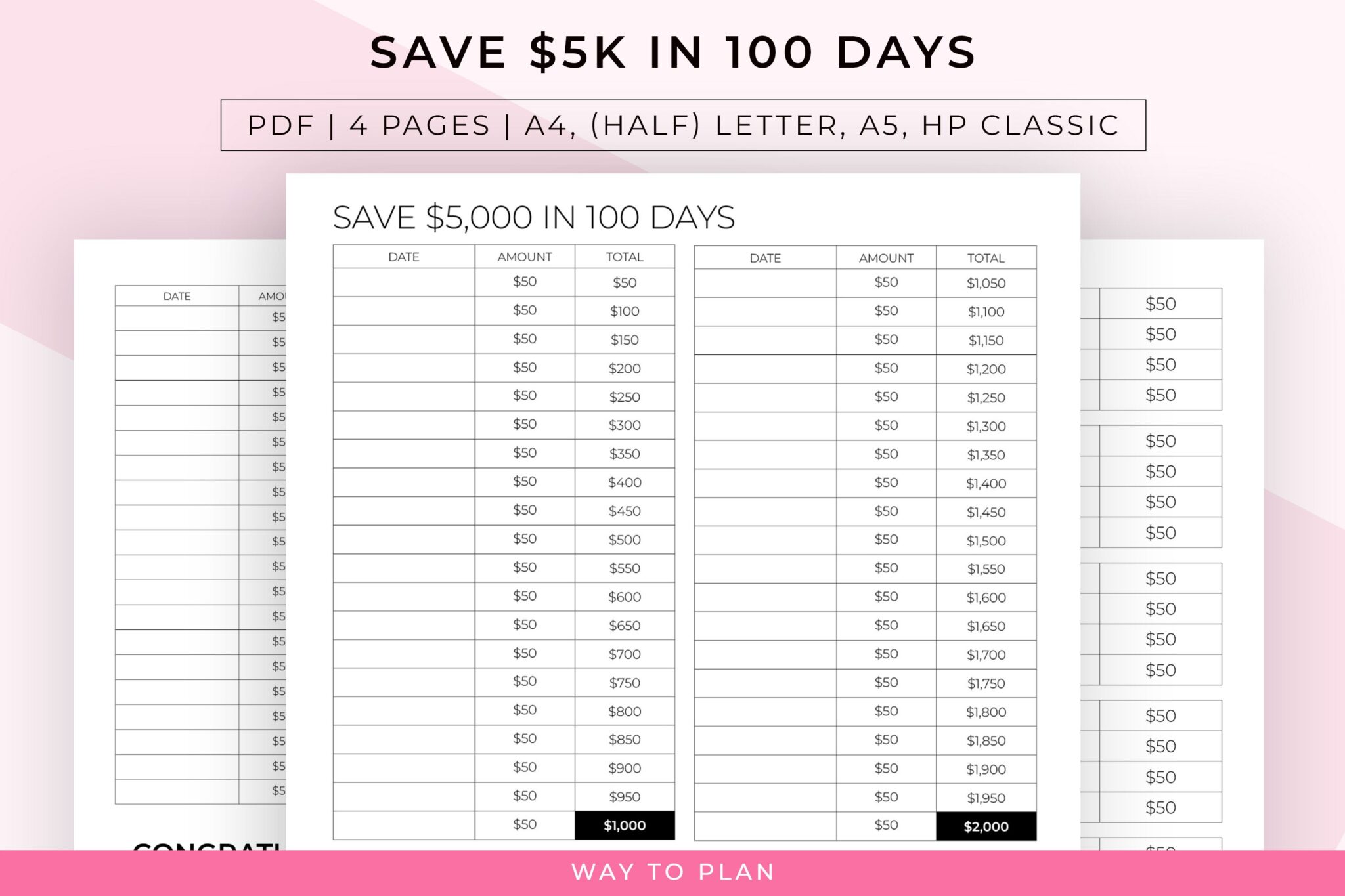 5k savings challenge to get on your journey to saving 5,000 dollars ...