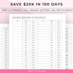 20k savings challenge to get started on saving 20,000 dollars - Way To Plan