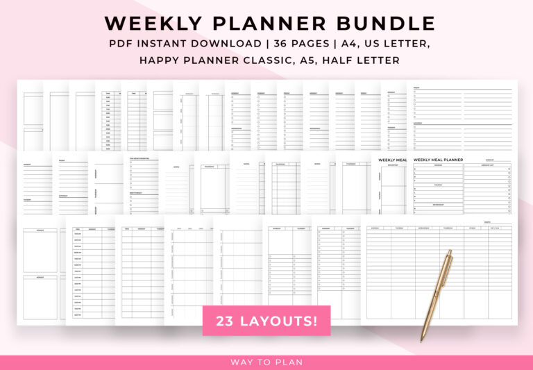 Weekly planner printable bundle - Way To Plan